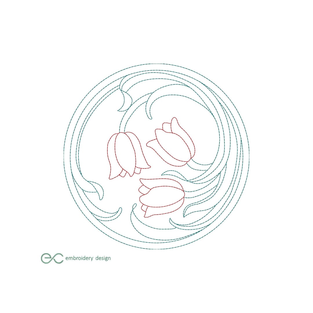 Tulip Machine Embroidery Design: Floral Pattern, 15 Sizes (instant ...