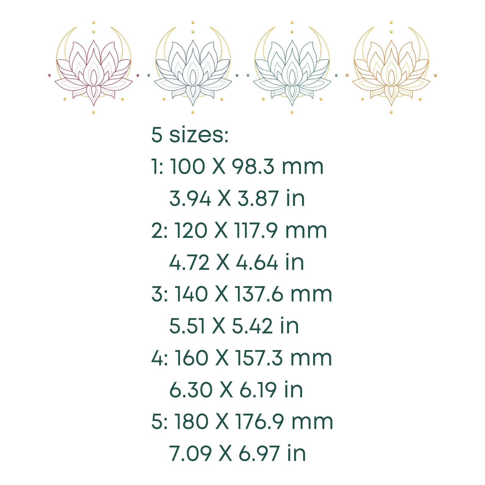 Lotus Flower Embroidery Design, 5 Sizes, Instant Download, Machine ...
