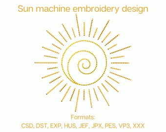 Sun Embroidery Design Burning Sun Embroidery Design Summer Embroidery ...