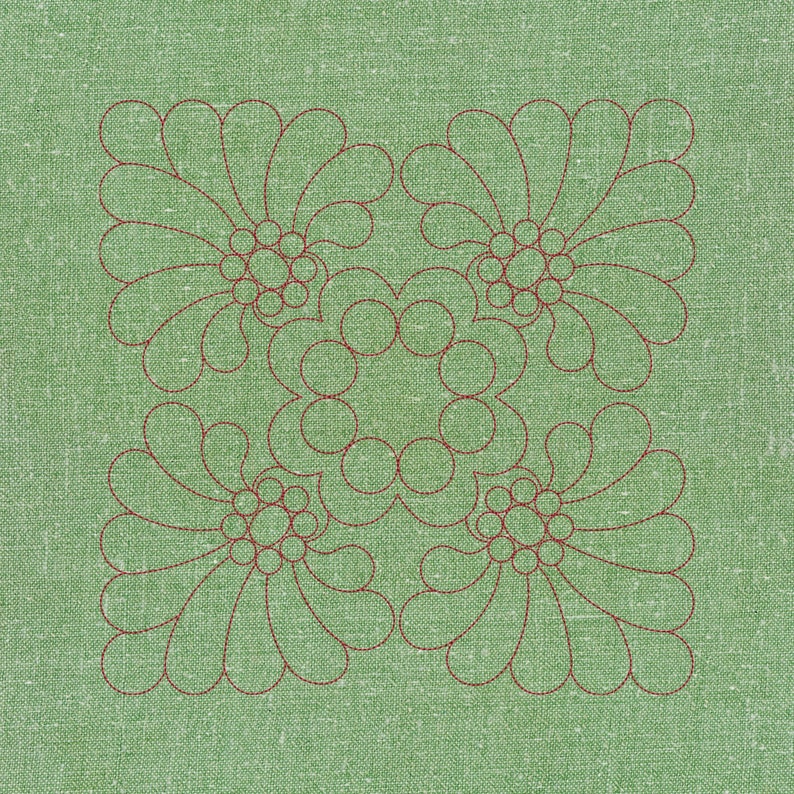 Square Block Machine Embroidery Design, 8 Sizes, Flower Embroidery ...
