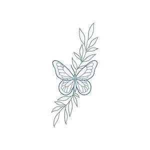 Butterfly and Leaves Embroidery Design, 3 Sizes, Instant Download ...