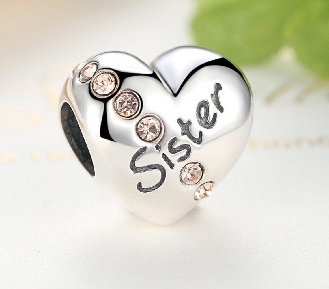 Sister Heart Charm Genuine 925 Sterling Silver Fits Pandora Bracelet - Etsy
