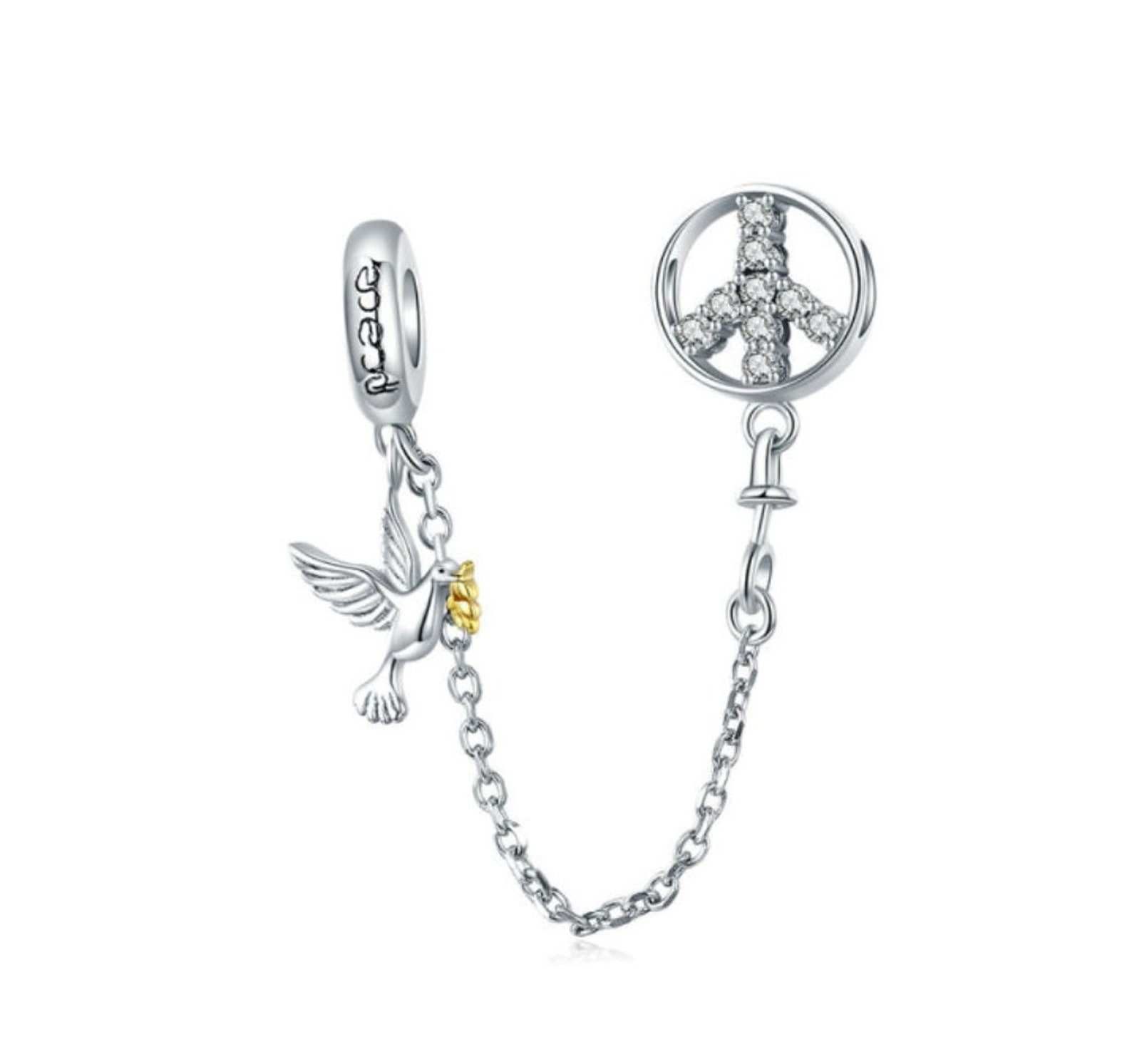 Authentic Peace and Bird Dangle Pandora Charm, Long Chain Pandora Charm ...