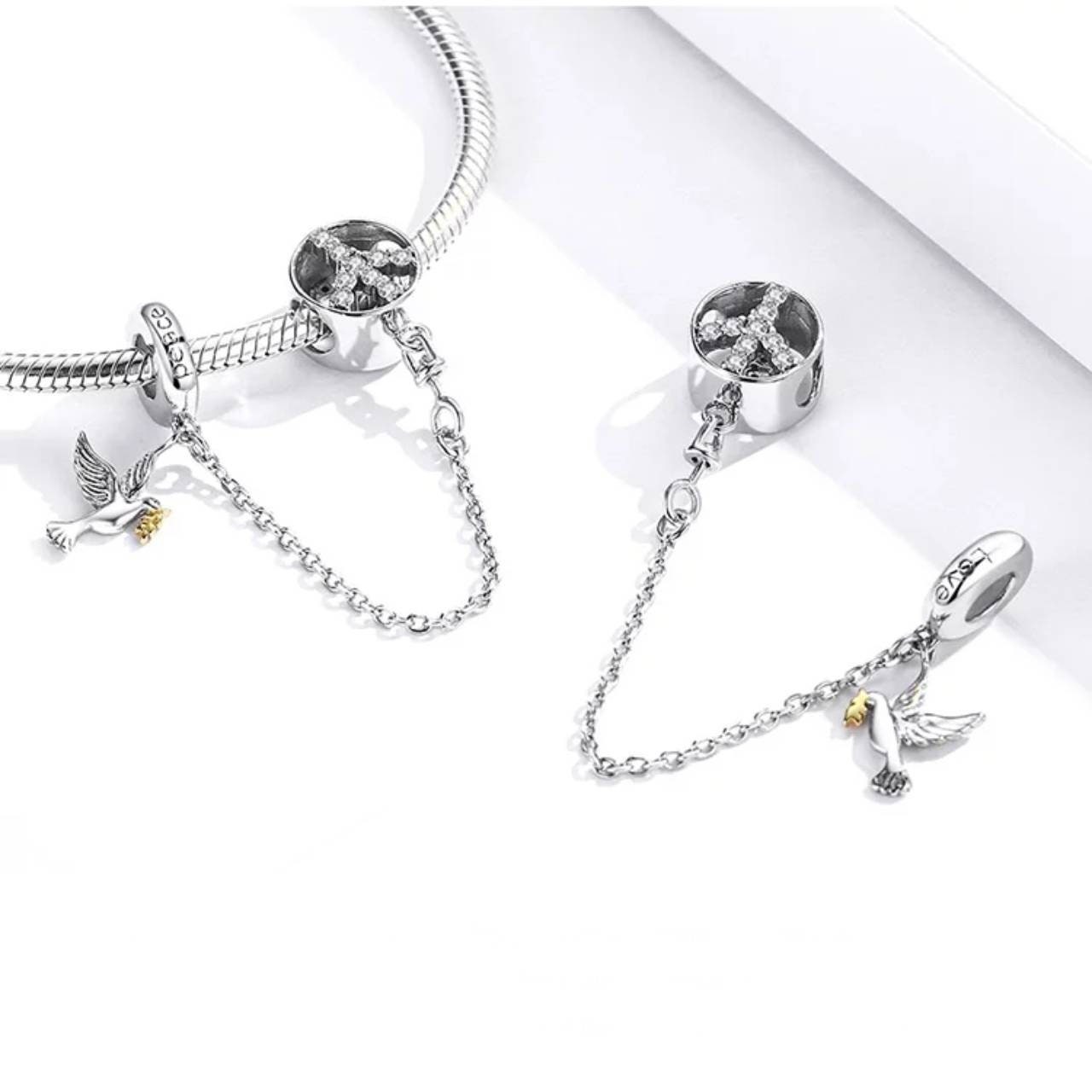 Authentic Peace and Bird Dangle Pandora Charm, Long Chain Pandora Charm ...