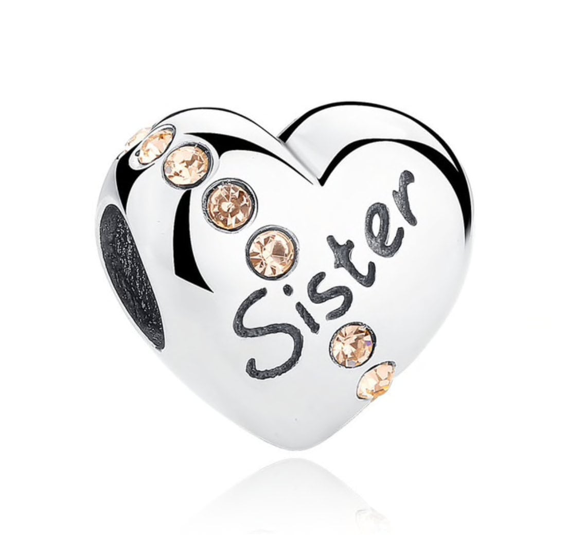 Sister Heart Charm Genuine 925 Sterling Silver Fits Pandora Bracelet - Etsy