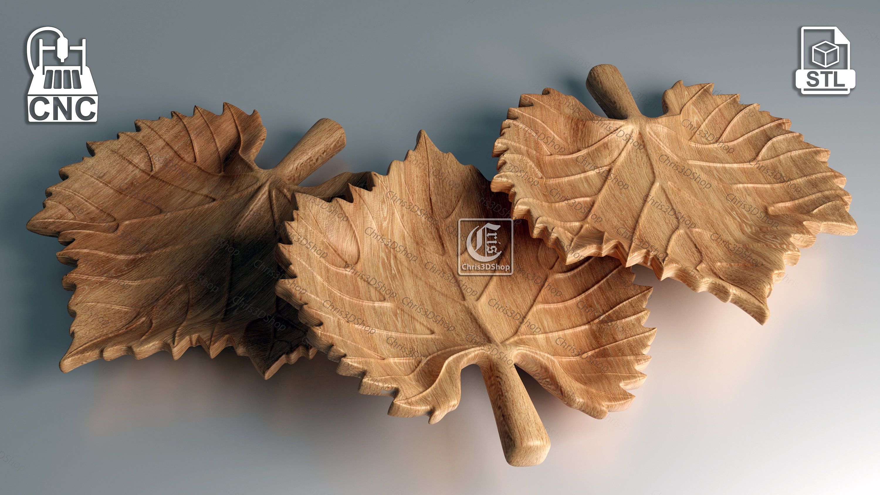 Vine Leaf Shaped Tray - 3D STL Model for CNC Routers - Etsy