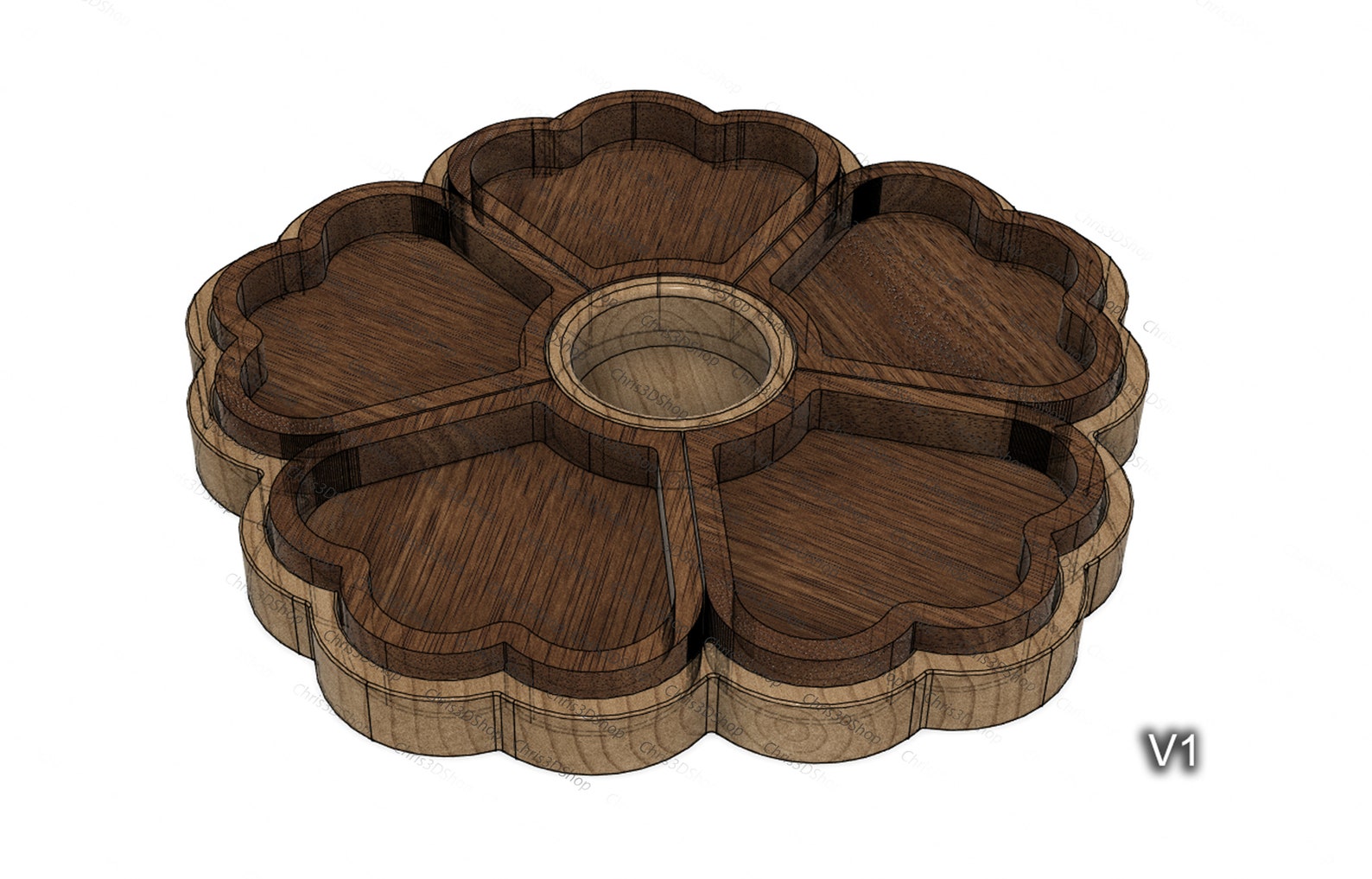 Flower Shaped Tray 3D STL File and Vector Files Dxf Svg | Etsy