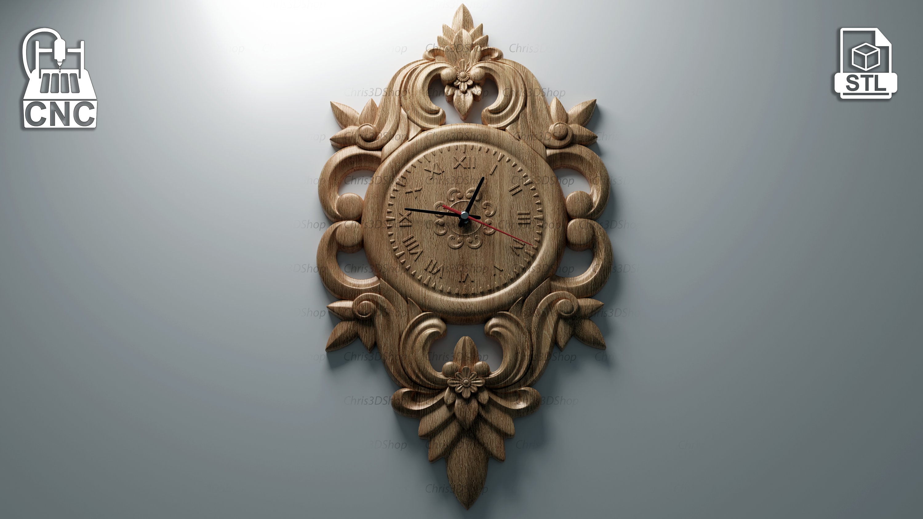 Wall Clock 3D STL File for CNC - Etsy