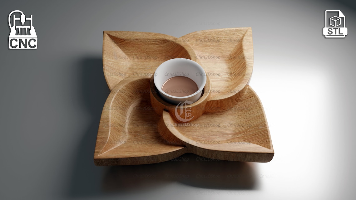 Flower Shaped Tray 3D STL Model for CNC - Etsy UK