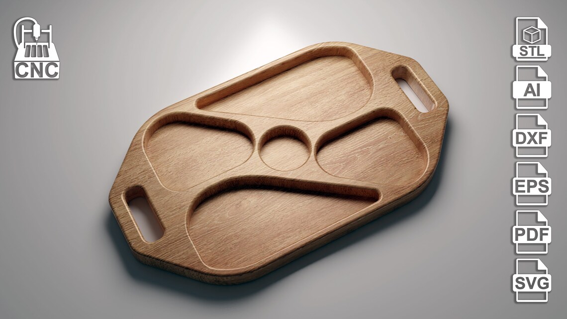 Serving Tray V2 3D STL File and Vector Files dxf Svg Eps - Etsy