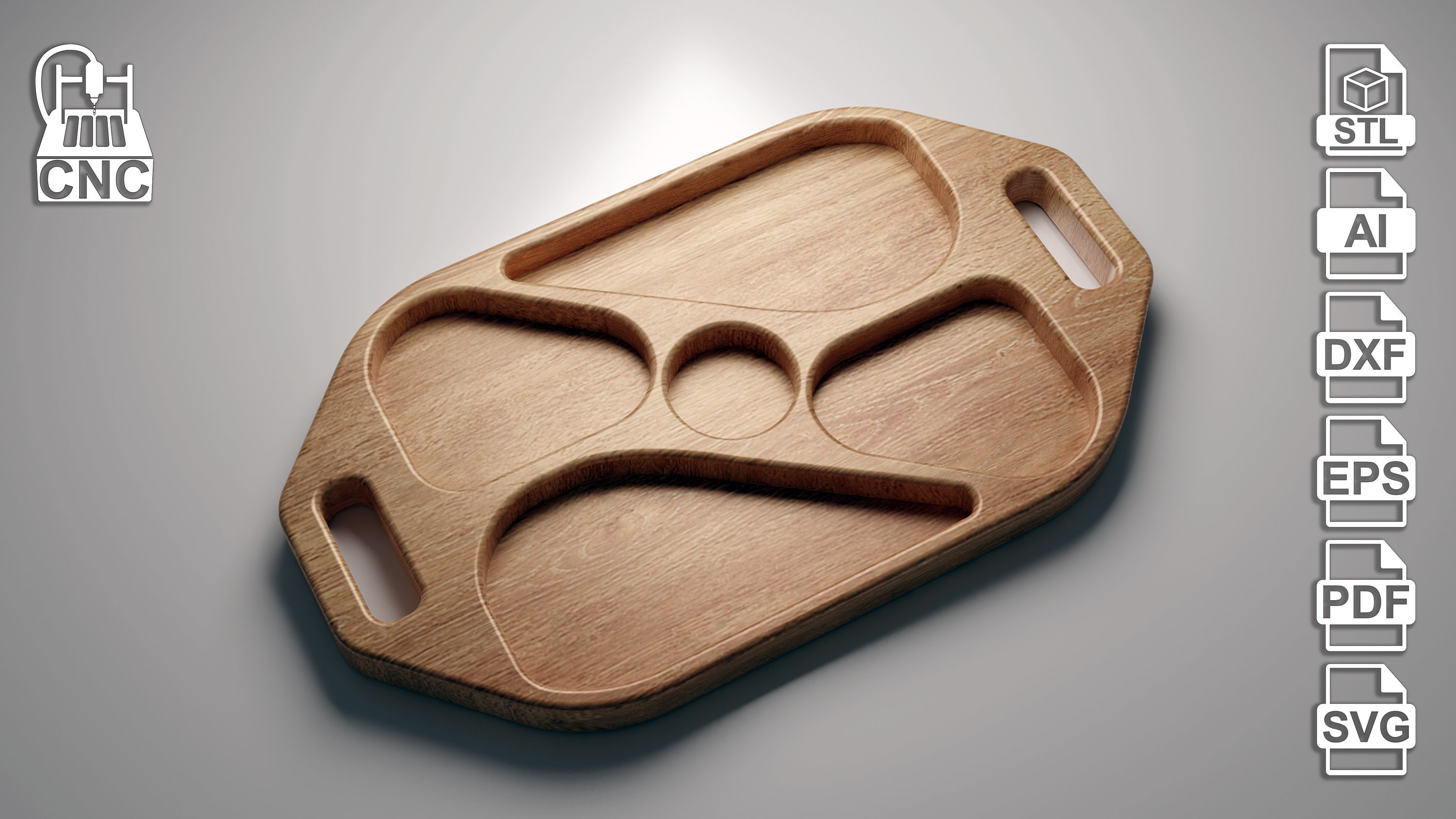 Serving Tray V2 3D STL File and Vector Files dxf Svg Eps - Etsy