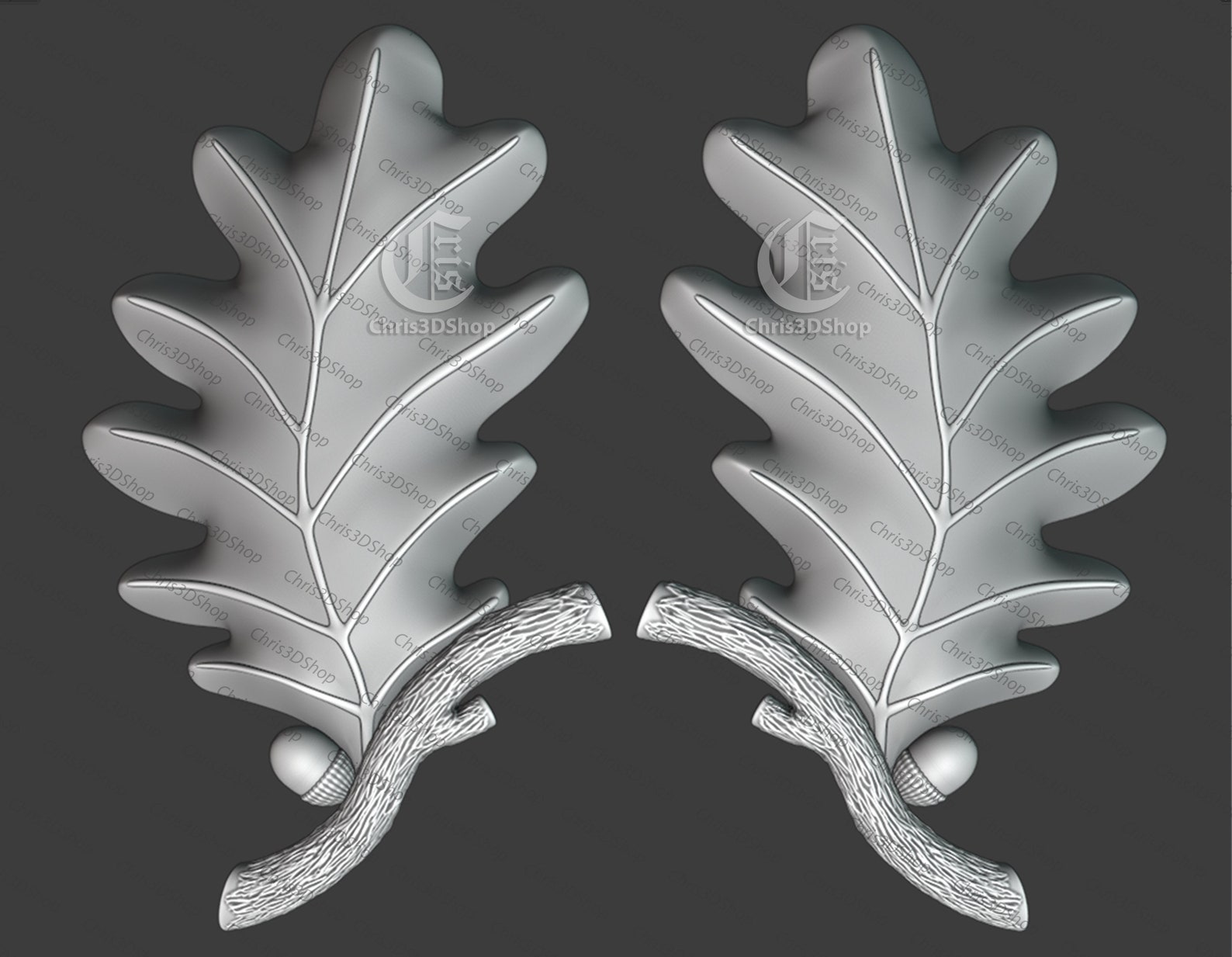Oak Leaf Tray - 3D STL Model for CNC Routers and 3D Printers - Etsy