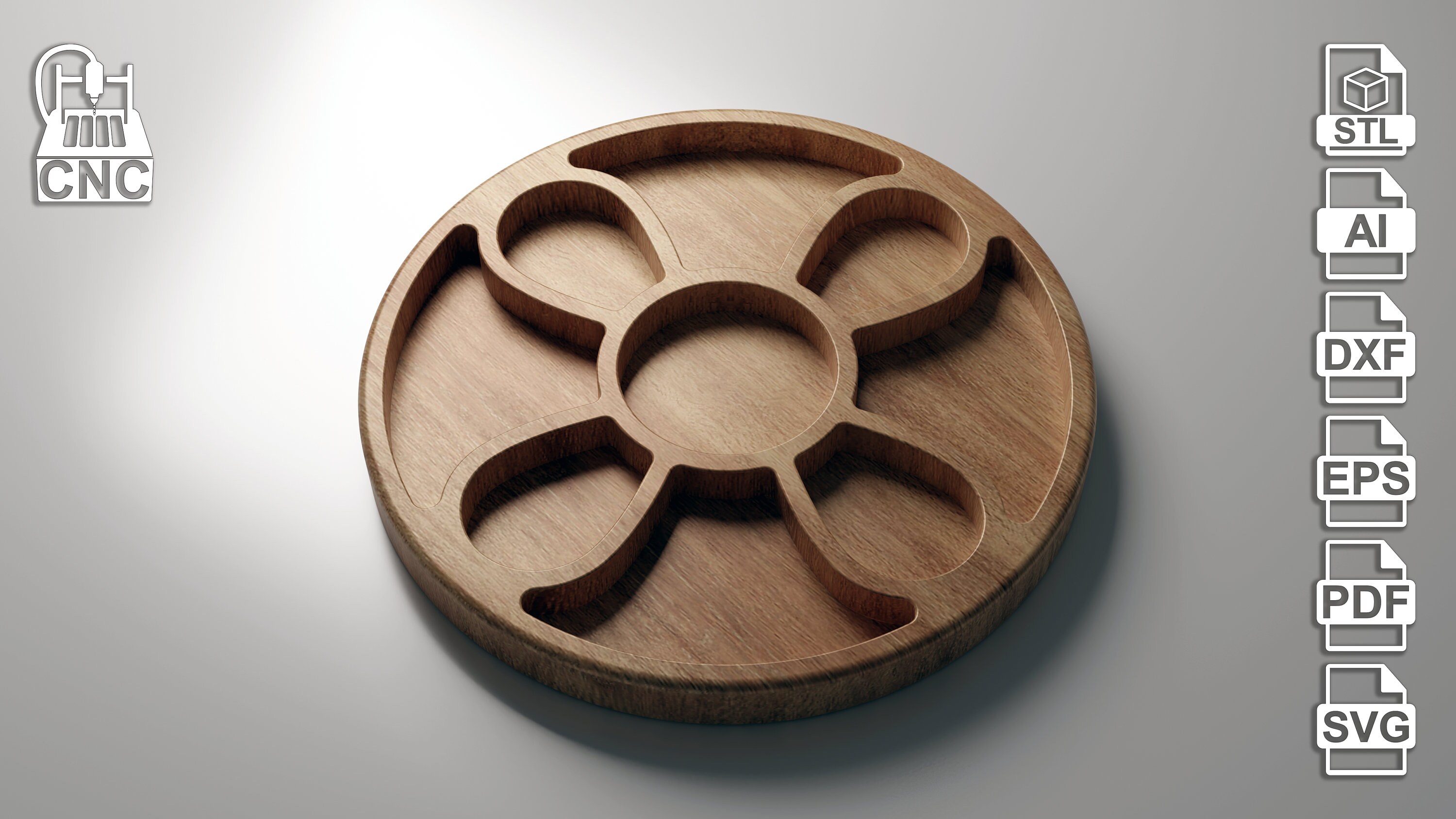 Round Tray 3D STL and Vector Files for CNC and 3D Printer - Etsy