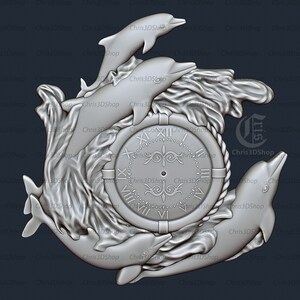 Dolphins Clock - 3D STL File for CNC - Etsy