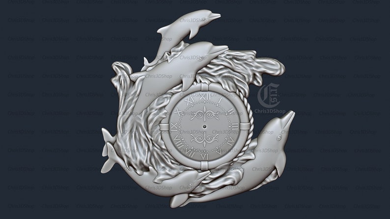 Dolphins Clock - 3D STL File for CNC - Etsy