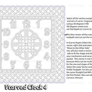 V-carved Clock 4 Files for CNC svg Dxf Eps Ai Pdf | Etsy