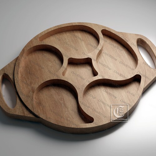 Round Tray 3D STL and Vector Files for CNC and 3D Printer - Etsy