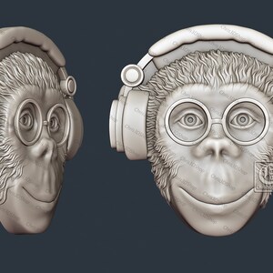 Monkey With Headphones - 3D STL Files for CNC - Etsy