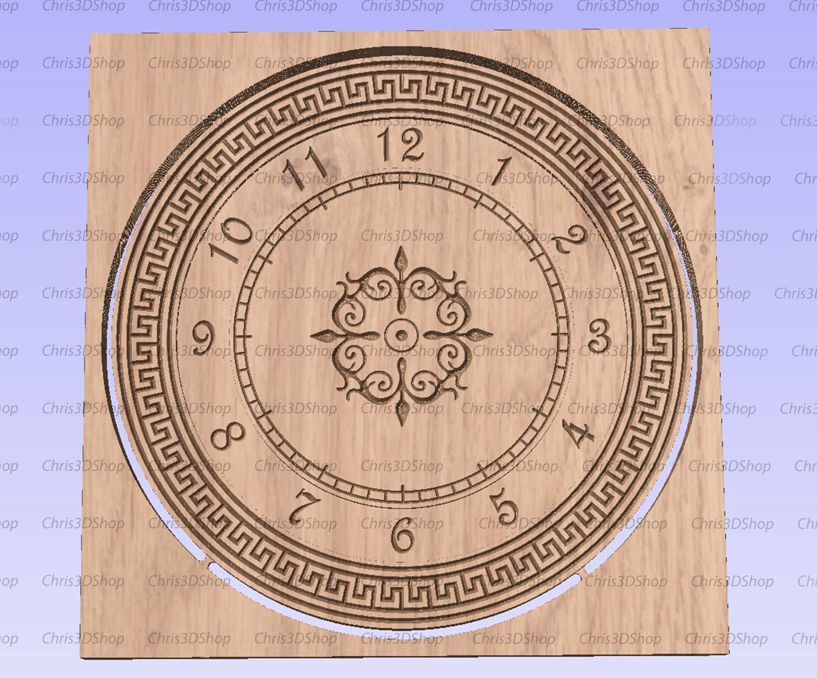 V-carved Clock 1 - Files for CNC (svg, Dxf, Eps, Ai, Pdf) - Etsy