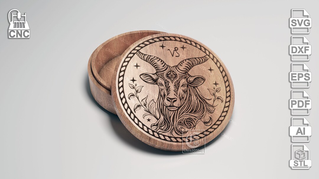 Capricorn Zodiac Sign V-carved - Digital Files for CNC Router - Etsy
