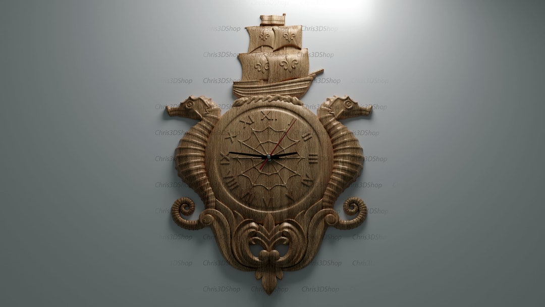Seahorses Clock - 3D Stl File for CNC - Etsy