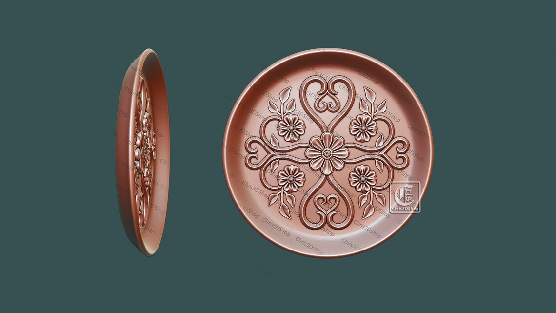 Decorative Round Tray 3D STL File for CNC and 3D Printer - Etsy