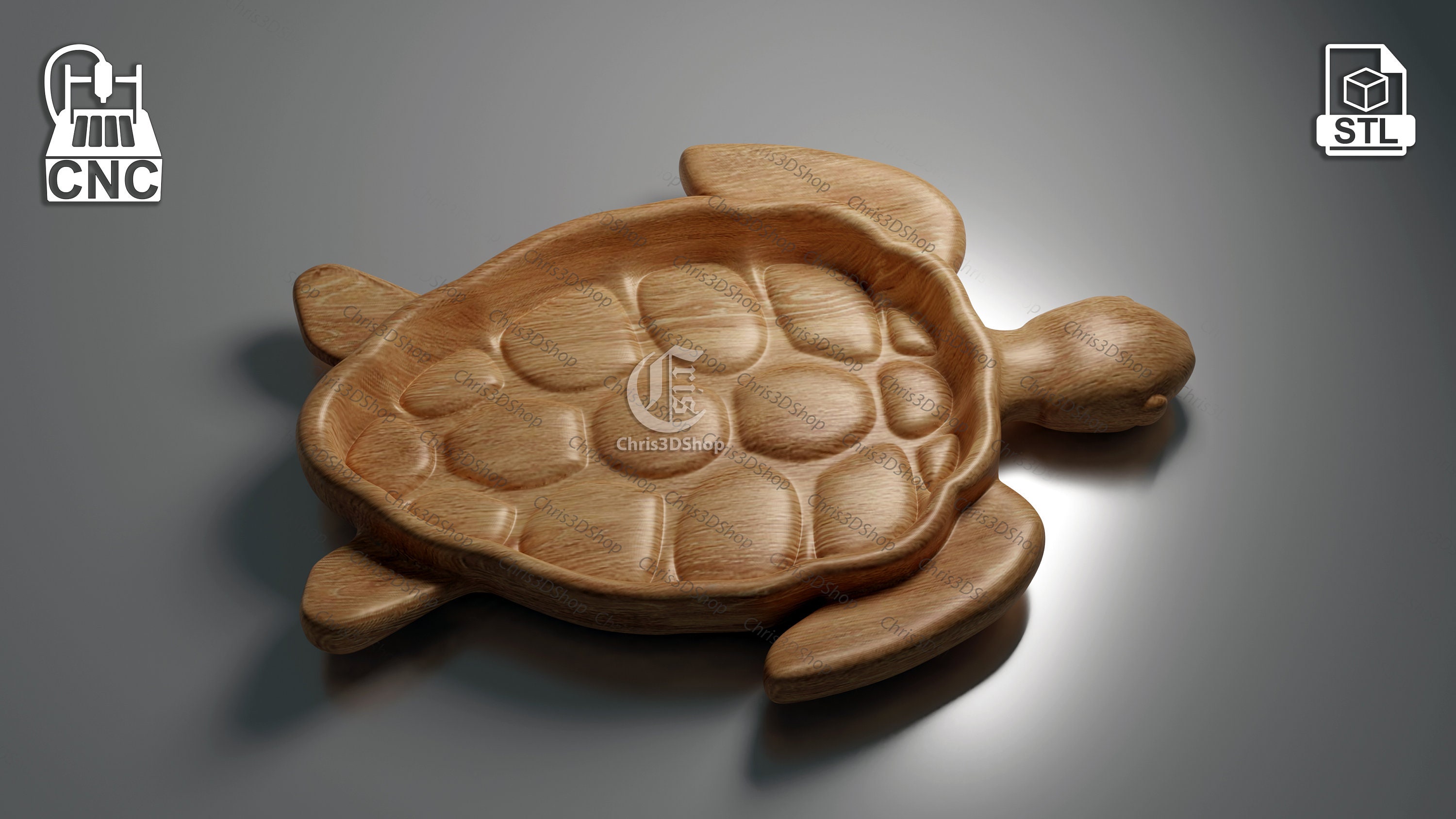 Turtle Shaped Tray 3D STL Model for CNC - Etsy