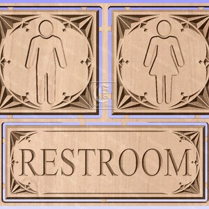 Restroom Sign Set - Digital Files for CNC (svg, Dxf, Eps, Ai, Pdf) - Etsy