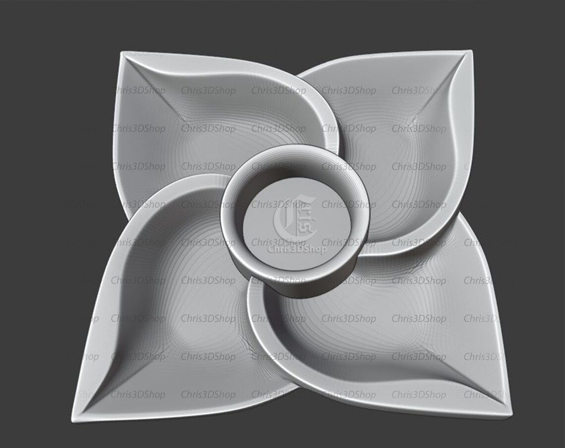 Flower Shaped Tray 3D STL Model for CNC - Etsy