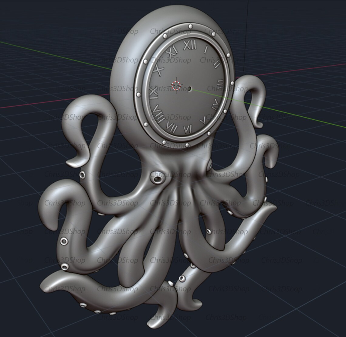 Octopus Clock 3D STL File for CNC - Etsy