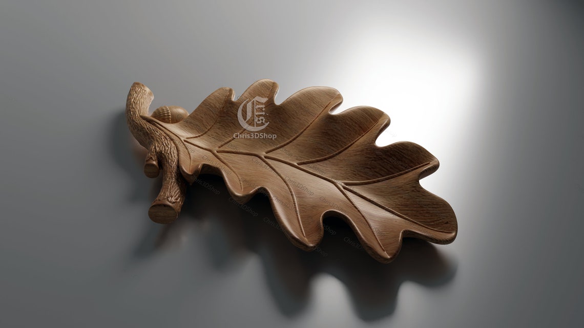 Oak Leaf Tray - 3D STL Model for CNC Routers and 3D Printers - Etsy