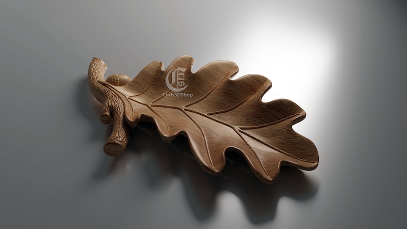 Oak Leaf Tray 3D STL Model for CNC Routers and 3D Printers - Etsy