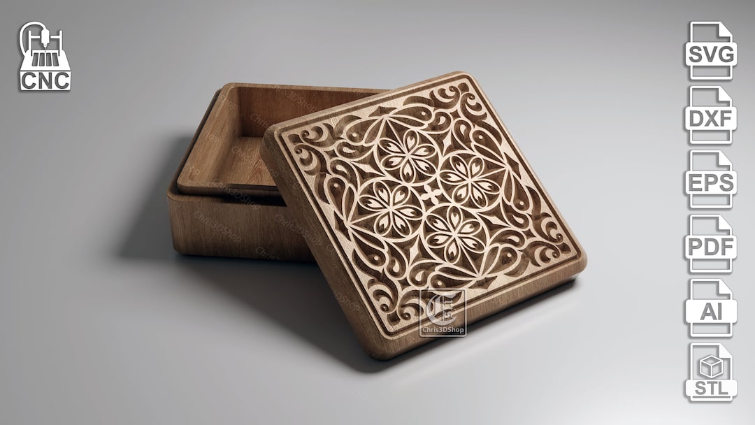 Square V-carved Jewelry Box 2 - Files for CNC - Etsy