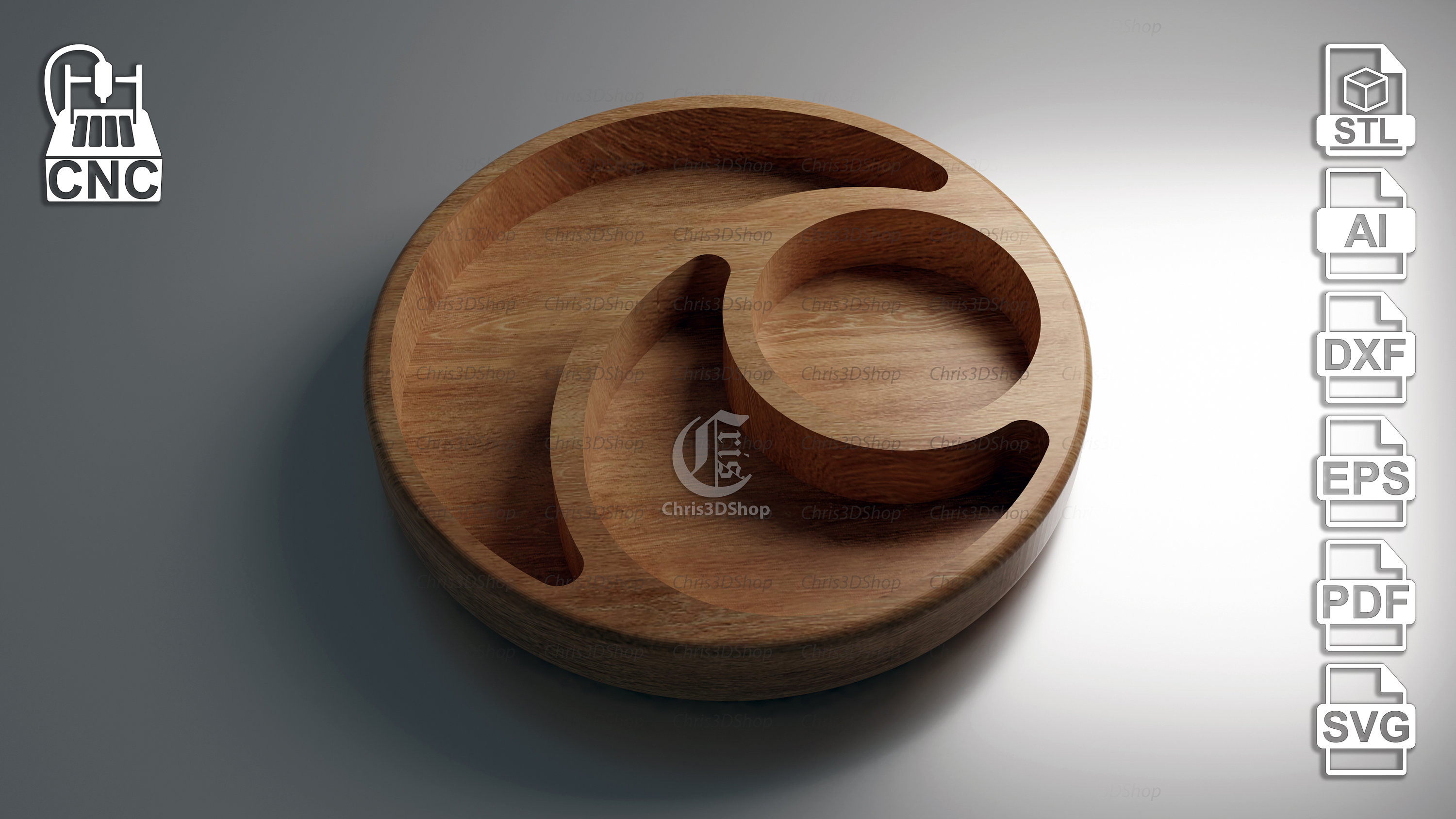 Round Shaped Tray - 3D STL File and Vector Files - Dxf, Svg, Eps, Pdf ...