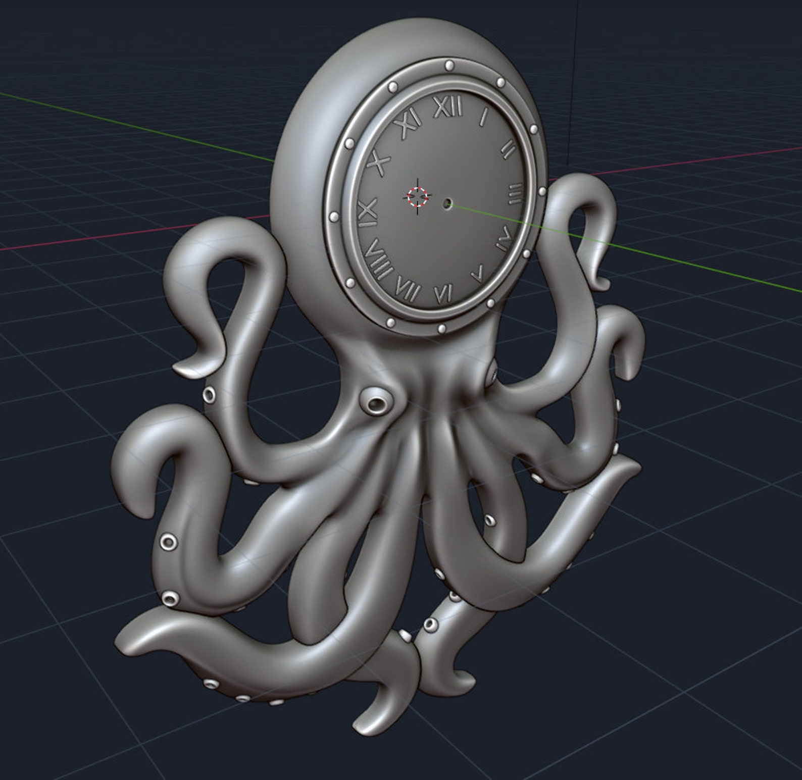Octopus Clock 3D STL file for CNC | Etsy