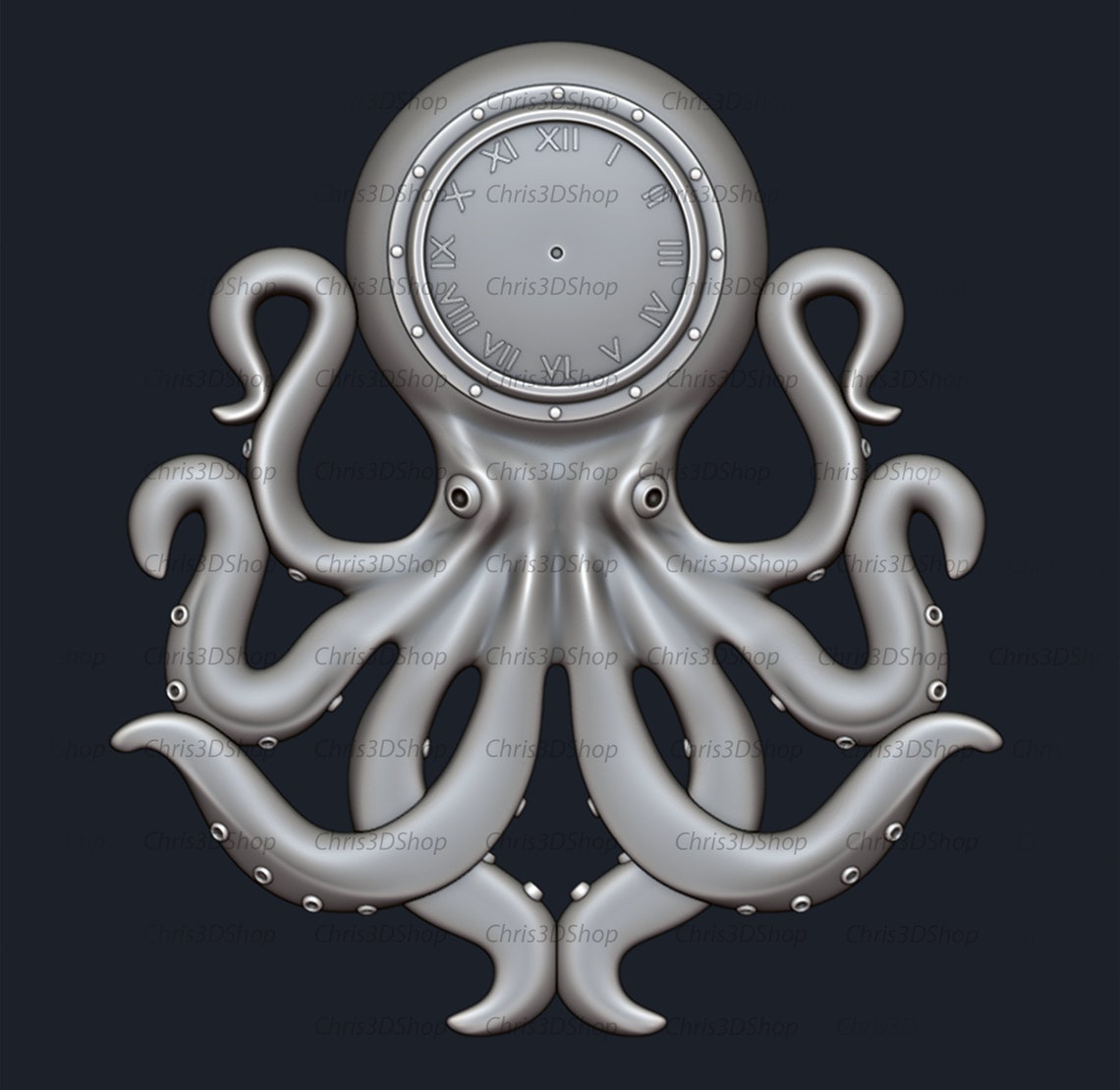 Octopus Clock - 3D STL File for CNC - Etsy