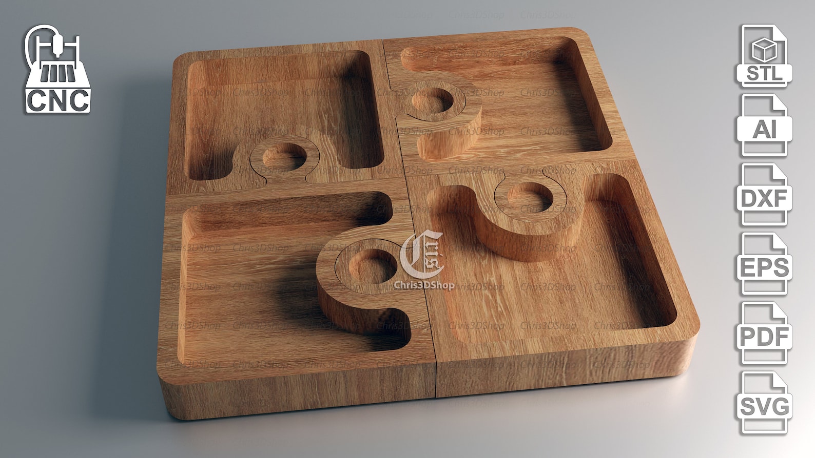 Square Shaped Puzzle Tray 3D STL File and Vector Files - Etsy