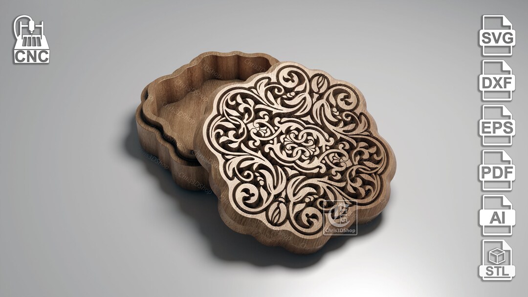 Octagonal V-carved Jewelry Box - CNC Files - Etsy