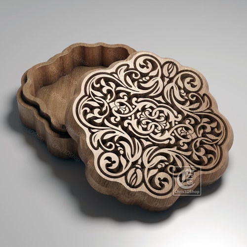 V-carved Rectangular Jewelry Box Files for CNC and 3D - Etsy