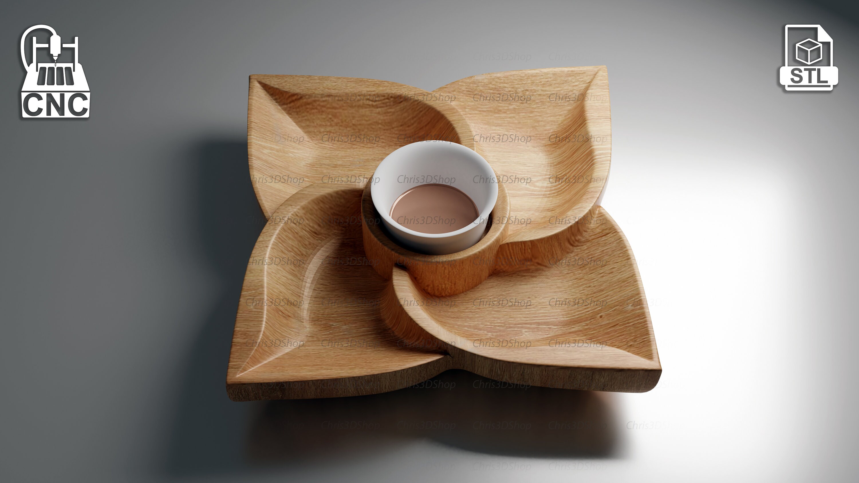 Flower Shaped Tray 3D STL Model for CNC - Etsy