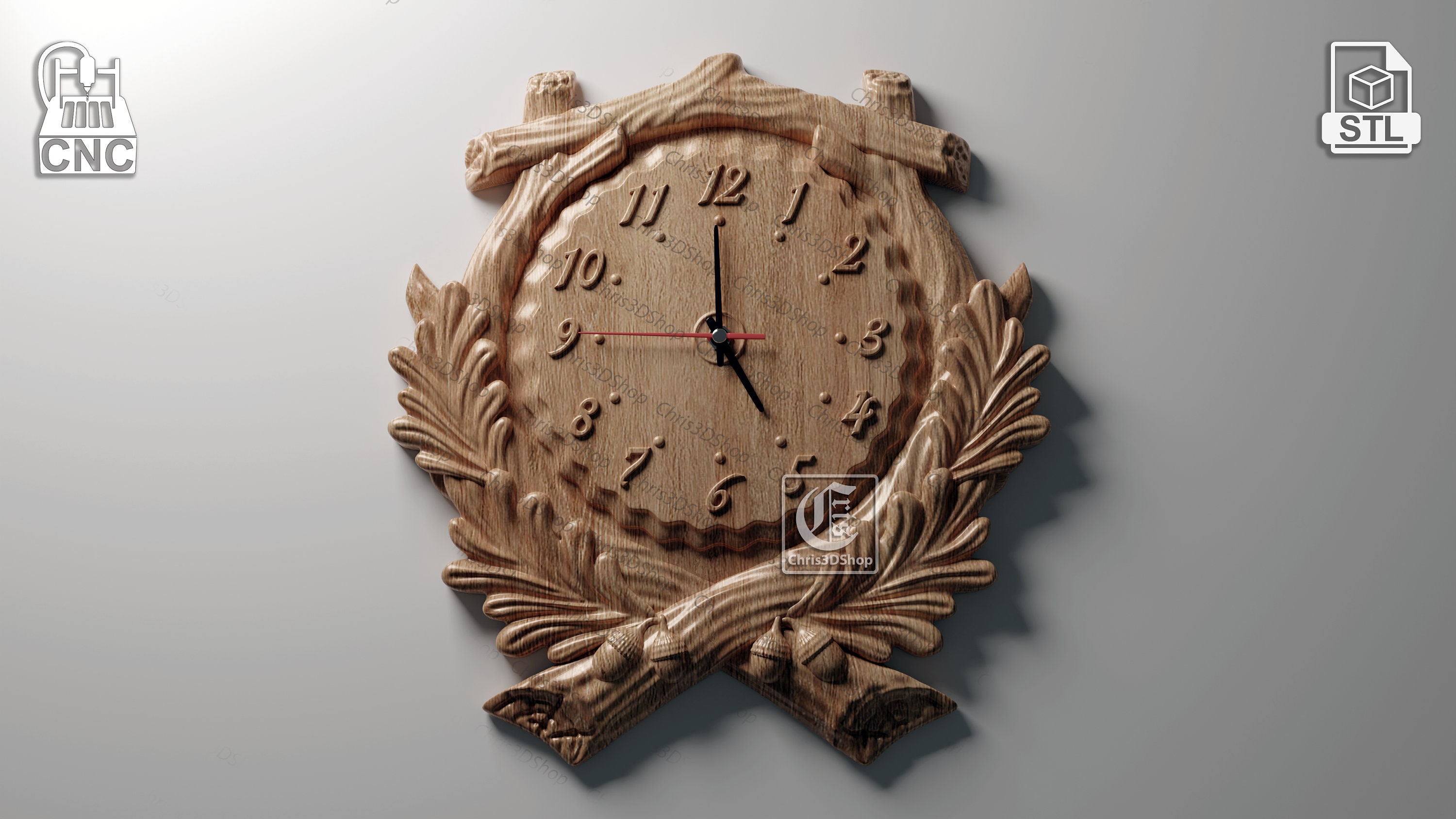 Wall Clock 15 3d Stl File For Cnc Etsy