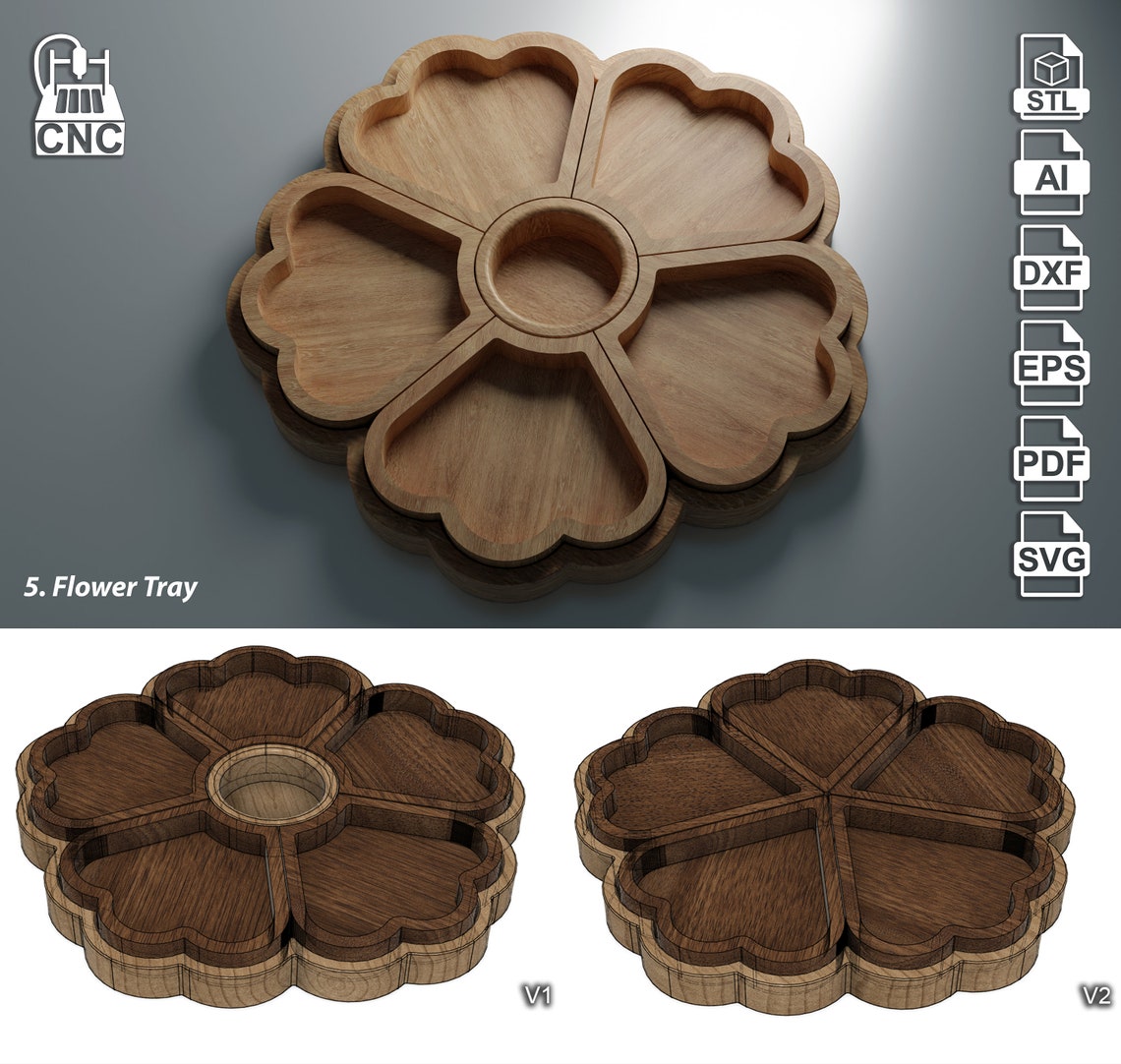 10 Trays Pack V2 Files for CNC 4 STL 6 STL Dxf Svg - Etsy