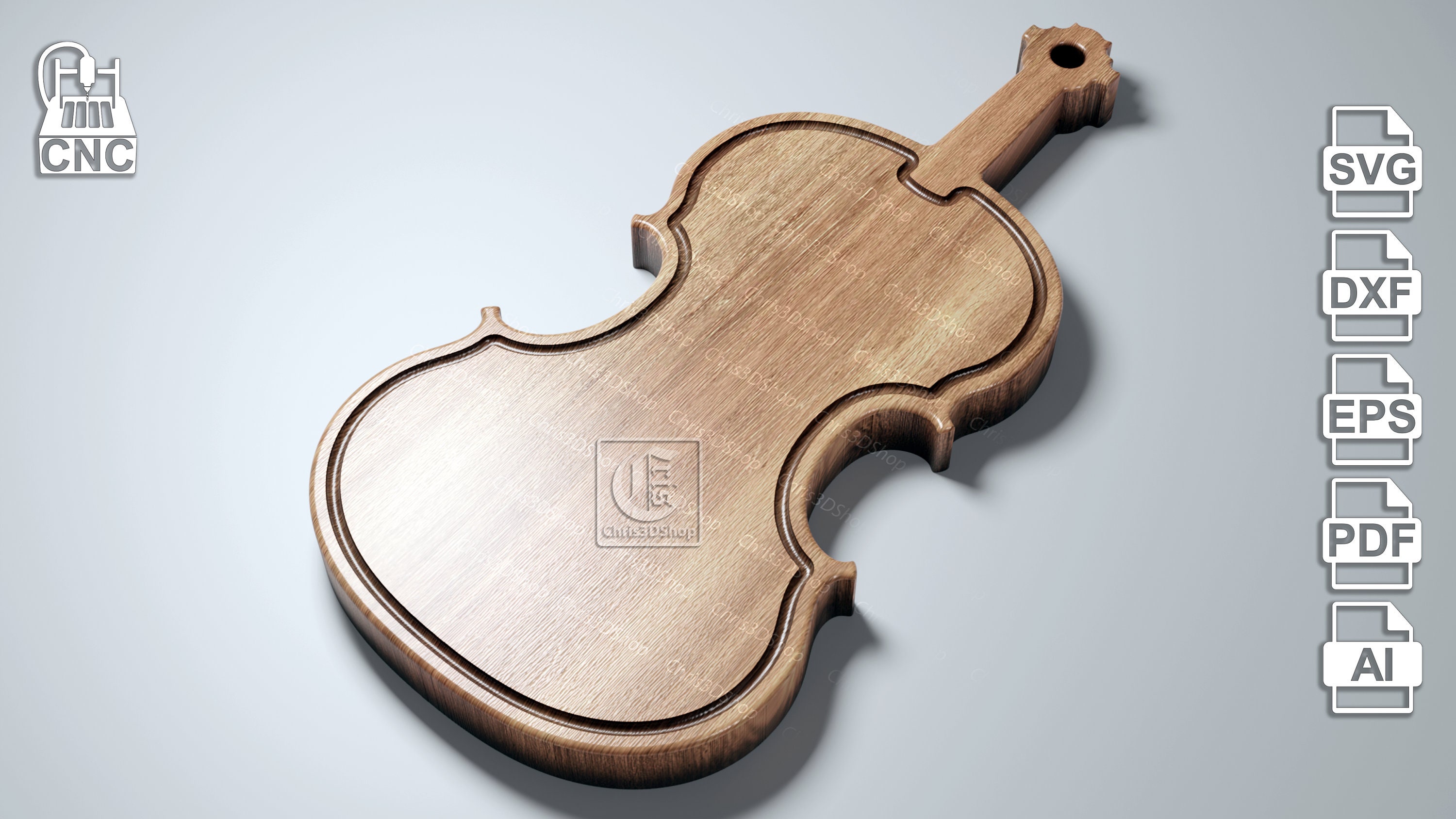 Violin Cutting Board - Digital Files for CNC Router (svg, Dxf, Eps, Ai ...