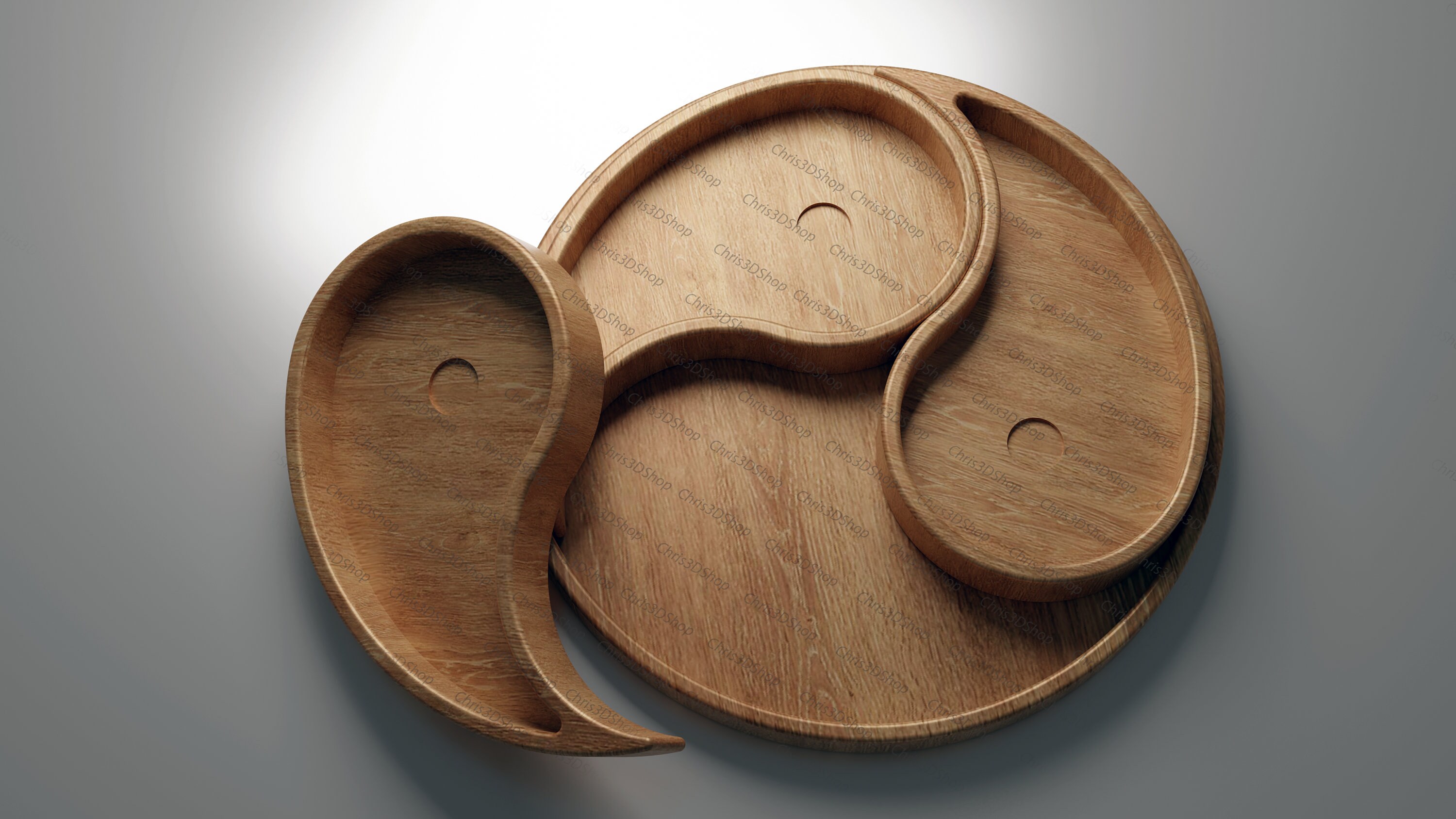 Triple Yin Yang Puzzle Tray 3D STL File and Vector Files | Etsy UK