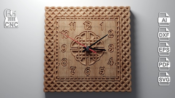 V-carved Clock 4 Files for CNC svg Dxf Eps Ai Pdf | Etsy