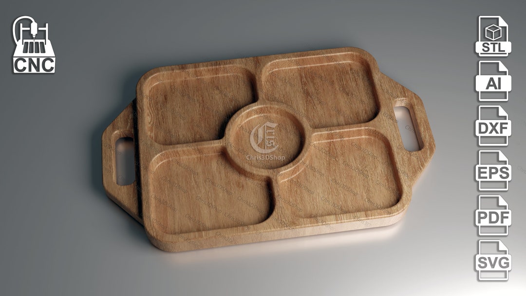 Serving Tray - 3D STL and Vector Files for CNC (stl, Dxf, Svg, Eps, Ai ...