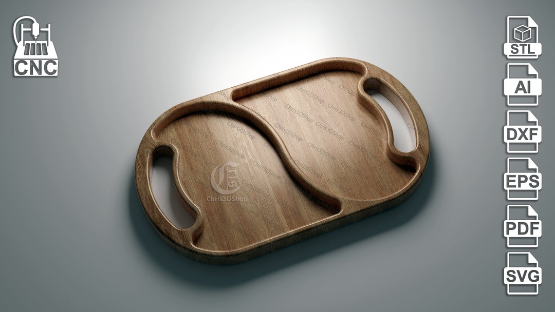 Oval Serving Tray 2- Files for CNC (svg, Dxf, Eps, Pdf, Ai, STL) - Etsy