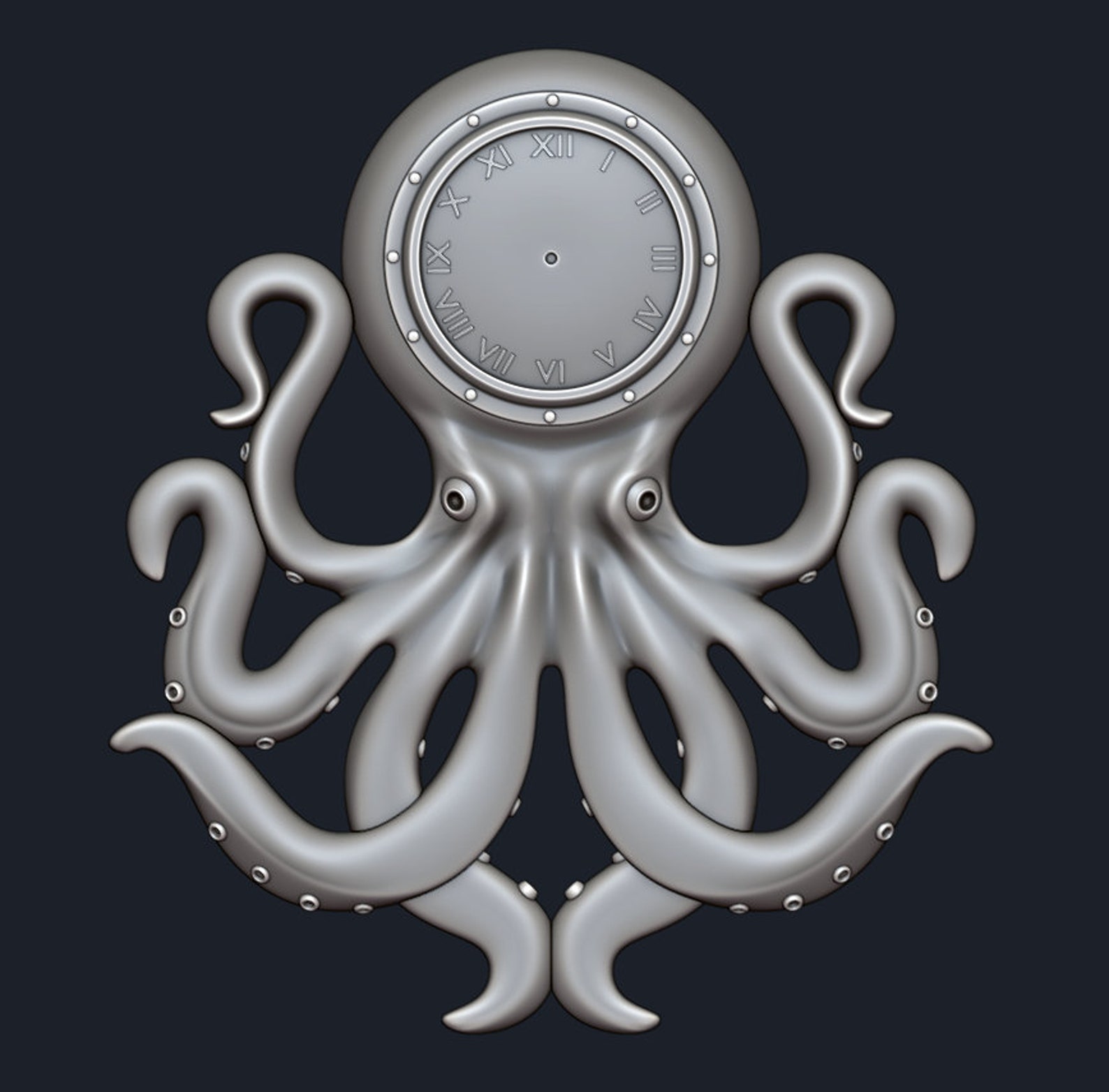 Octopus Clock 3D STL file for CNC | Etsy