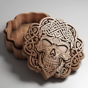 V-carved Skull Jewelry Box - Digital Files for CNC Router (svg, Dxf ...