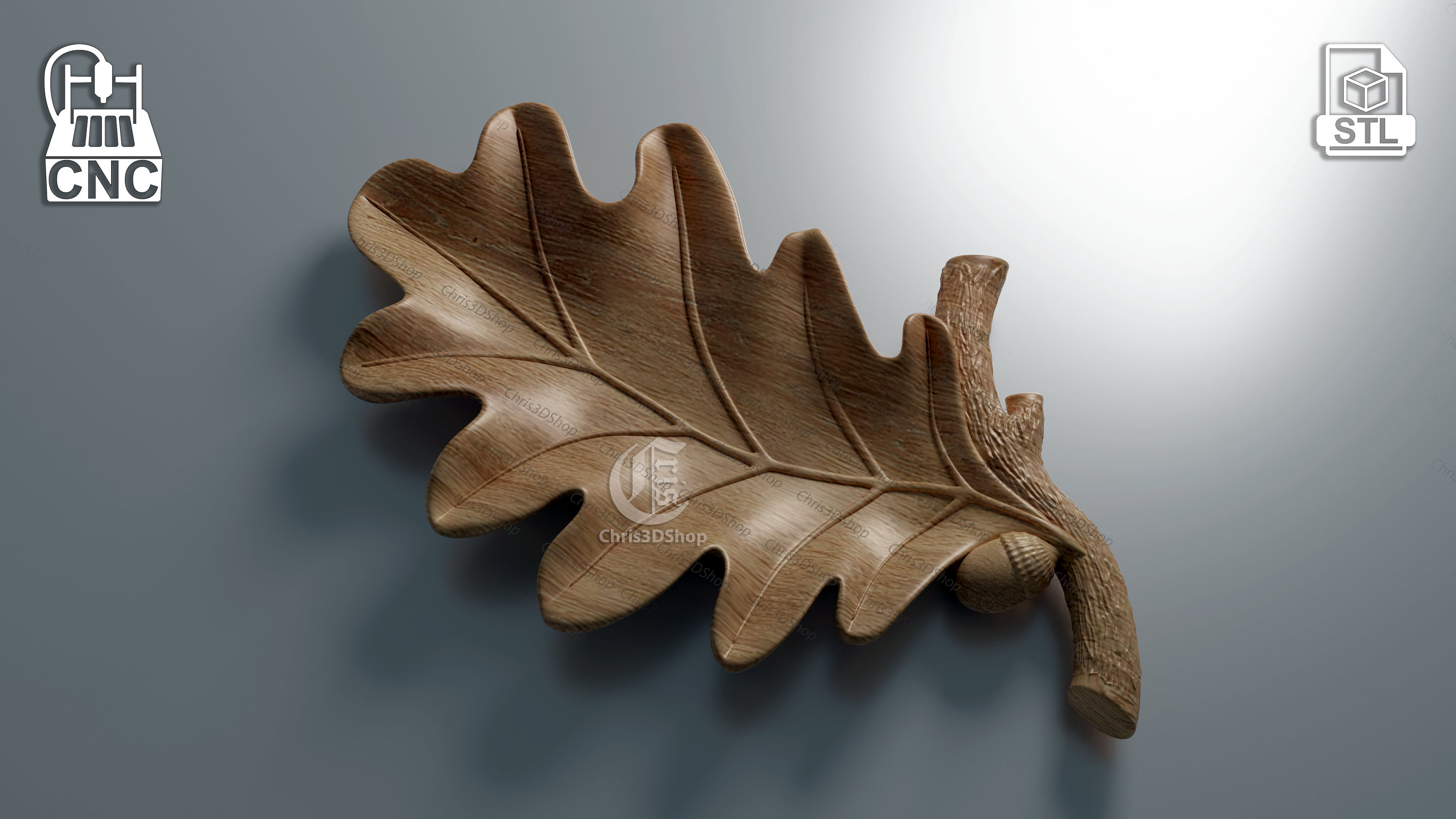 Oak Leaf Tray 3D STL Model for CNC Routers and 3D Printers - Etsy